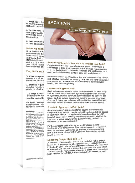 Back Pain - Education Card – Acupuncture Media Works